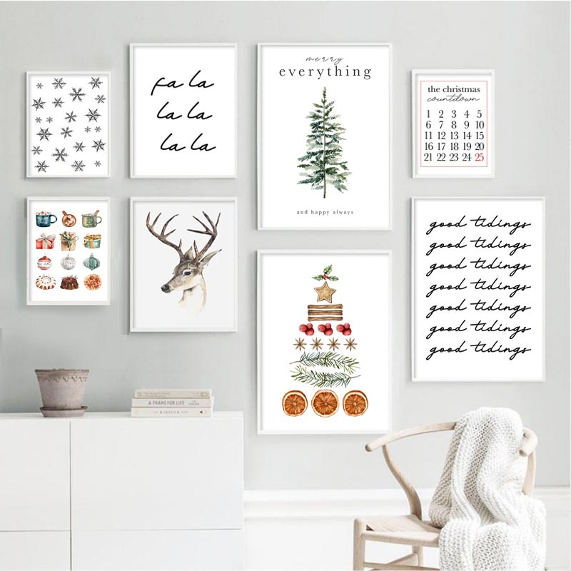 Merry Christmas Wall Art Painting Cartoon Printing Painting Living Room ...