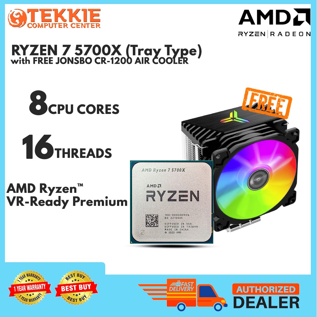 BRANDNEW AMD RYZEN 7 5700X PROCESSOR TRAY TYPE with FREE JONSBO CR1200 ...