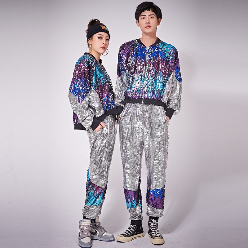Harajuku Street Punk Clothes Couple Outfit Sequin Hip Hop Style ...