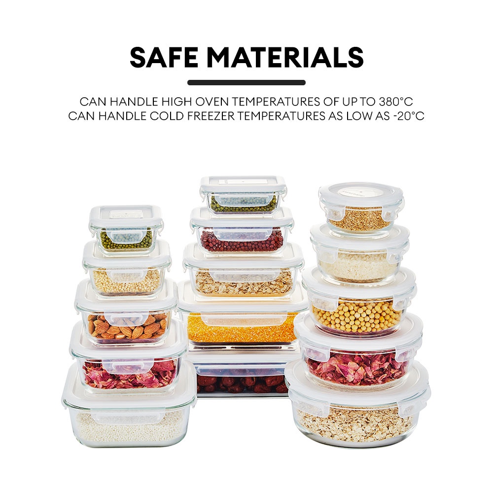 Borosilicate Glass Airtight Locking Lid Lunch Box Fresh Keeper Food ...