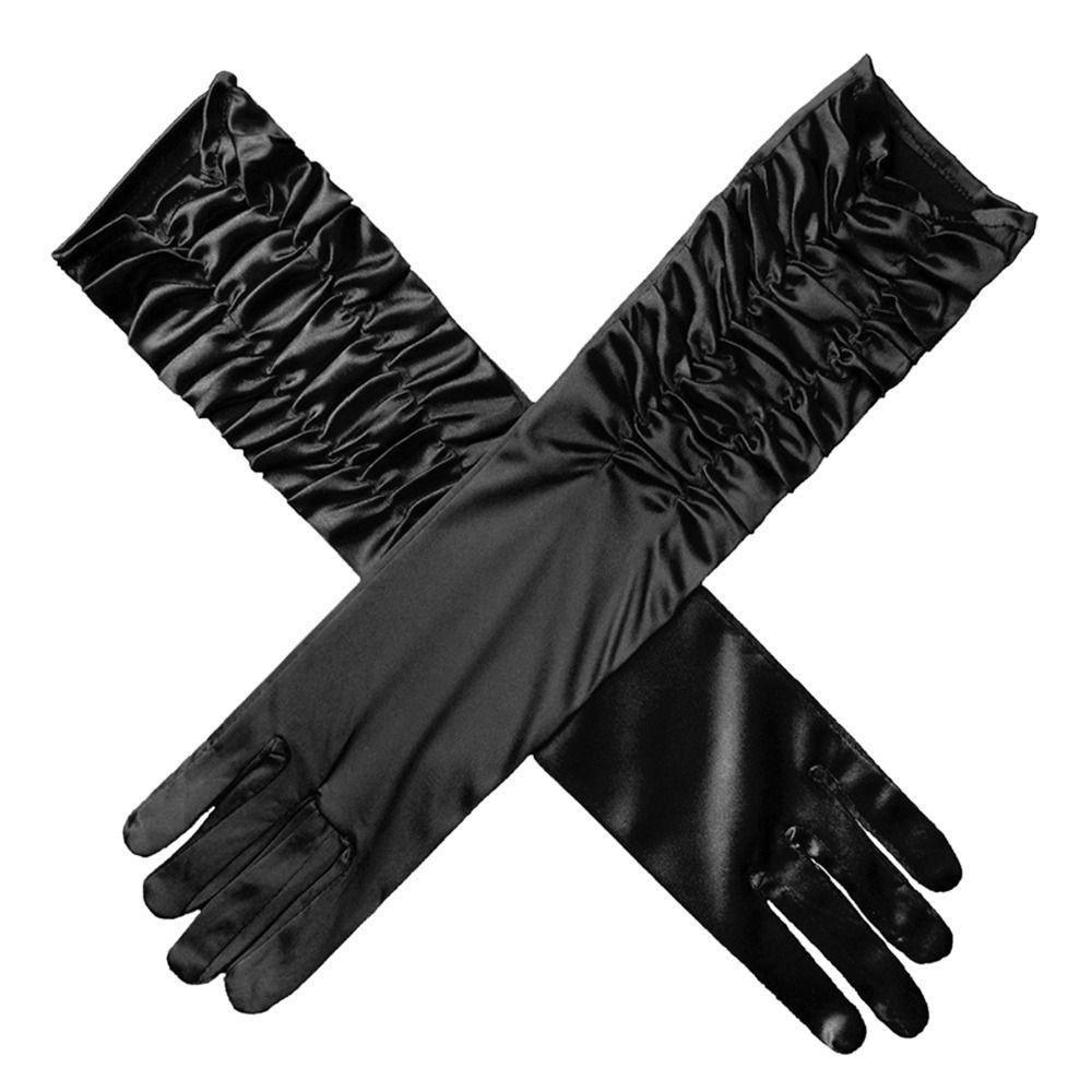 SUBEI1I Evening Party Gloves Satin Dance Mittens Stage Glove Solid ...
