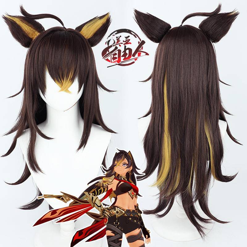 Genshin Impact cos Dehya cos wig ear layer anti warping silicone scalp ...
