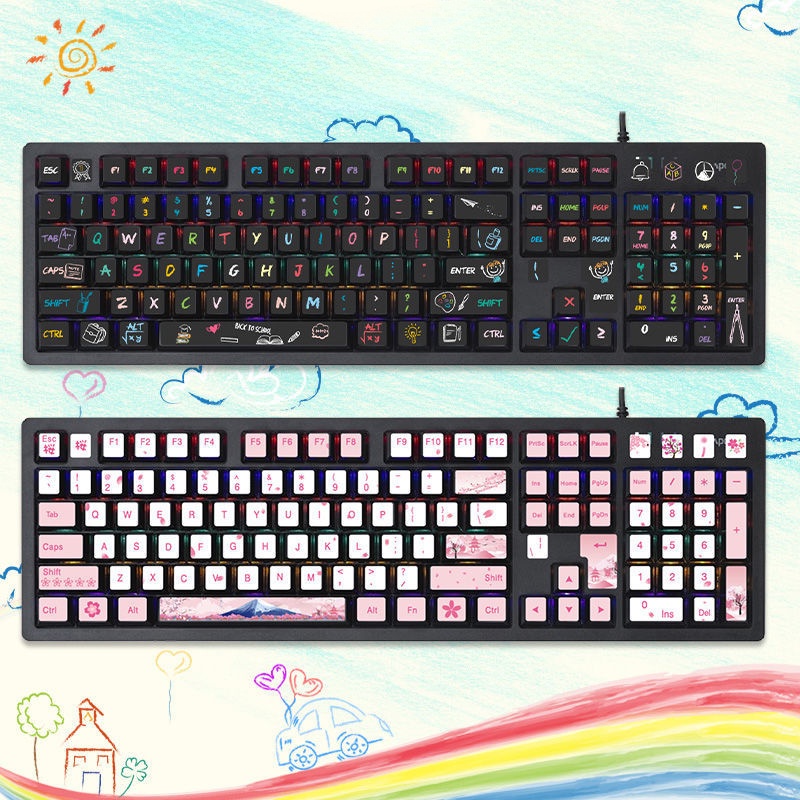 Desktop Computer Keyboard Stickers Button Stickers Cartoon Cute ...