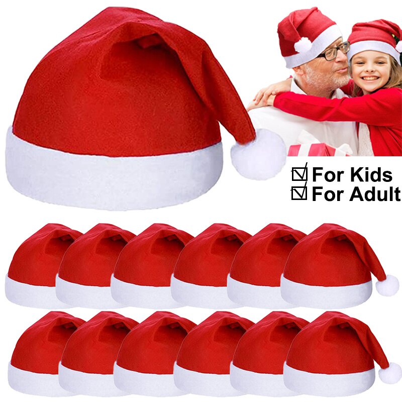 【COD】Christmas Hats Red Santa Claus Xmas Hat Merry Christmas Cap For ...