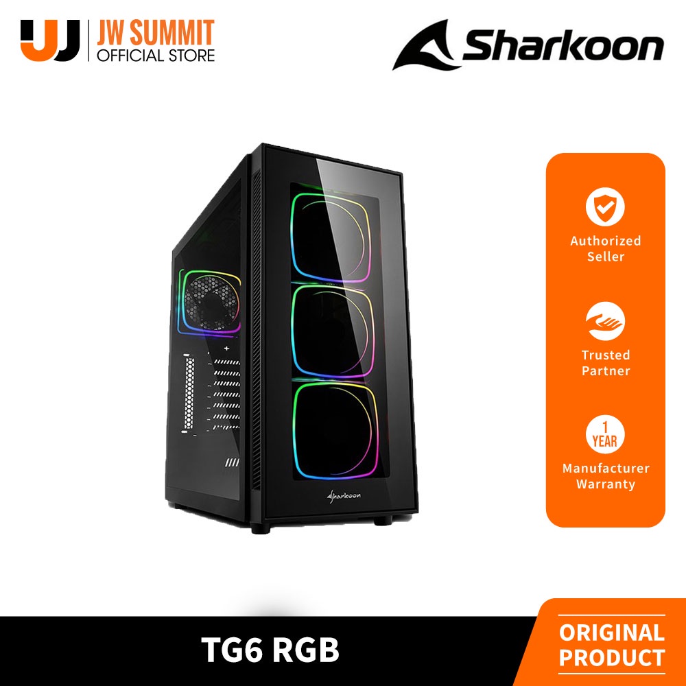 Sharkoon TG6 RGB Reflective Tempered Glass Front Panel, ARGB Fans, ATX ...