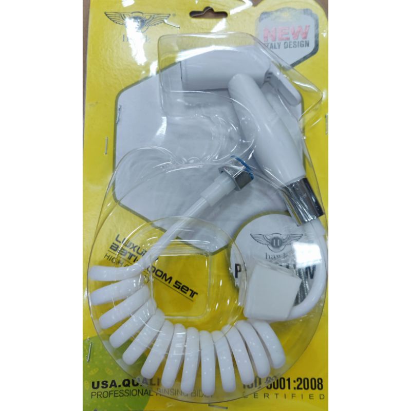 bathroom spray gun PVC Bidet w/ spiral space saver hose white heavy ...