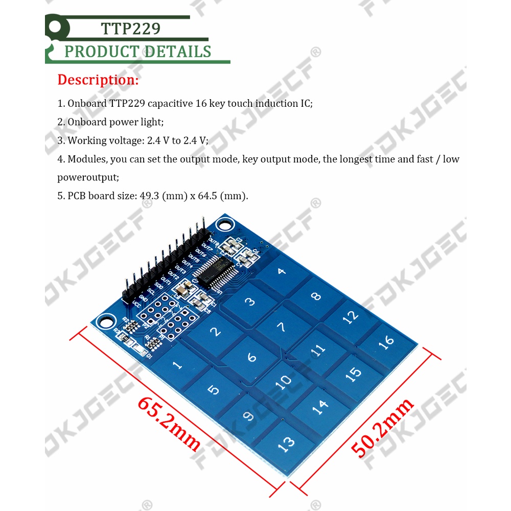 TTP223 / TTP223B / TTP224 / TTP226 / TTP229 Jog Digital Touch Switch Sensor Digital 1/4/8/16 ...