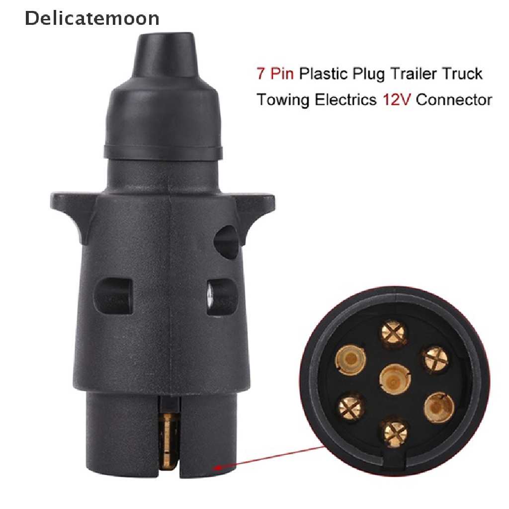 Delicatemoon Plastic 7Pin 12V Trailer Plug Socket Wiring Connector ...