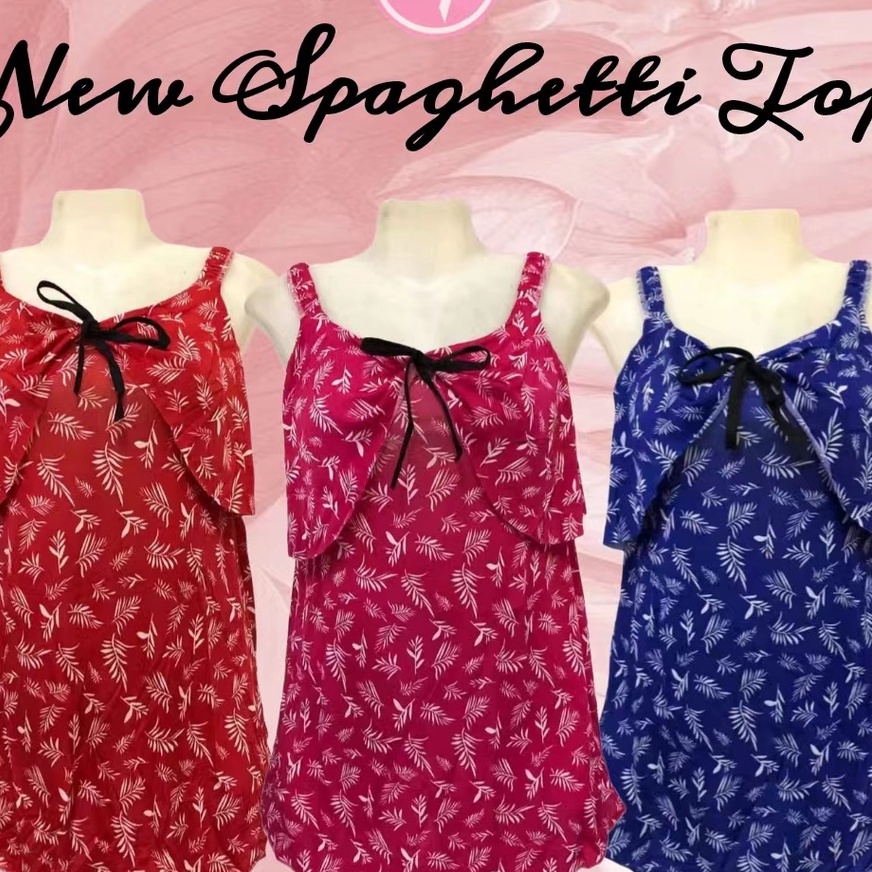 SPAGHETTI RIBBON SANDO TOP FOR ADULT FREESIZE (can fit up to large ...
