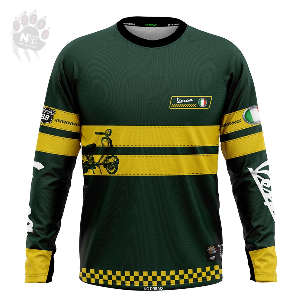 Motor Cycle Jersey Long Sleeve for Men Plain Raider VESPA-GREEN FULL SUBLIMATION MOTORCYCLE ...