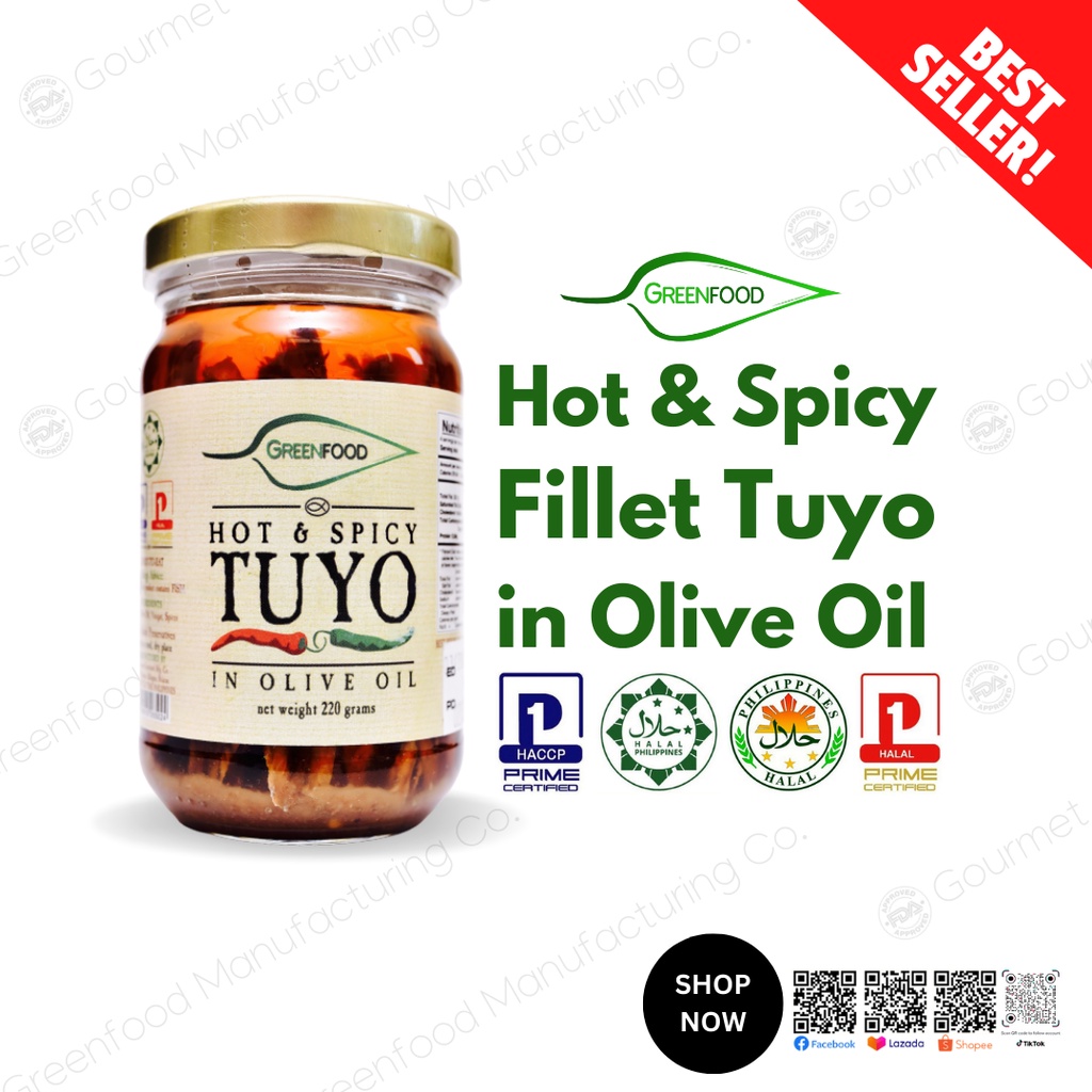 Greenfood Hot & Spicy Tuyo in Olive Oil | Shopee Philippines