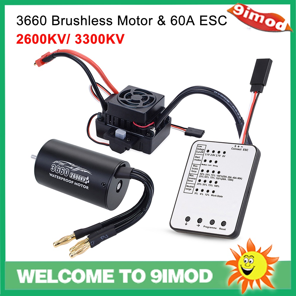 Waterproof 3660 2600KV 3300KV Brushless Motor 60A ESC for Tamiya ...