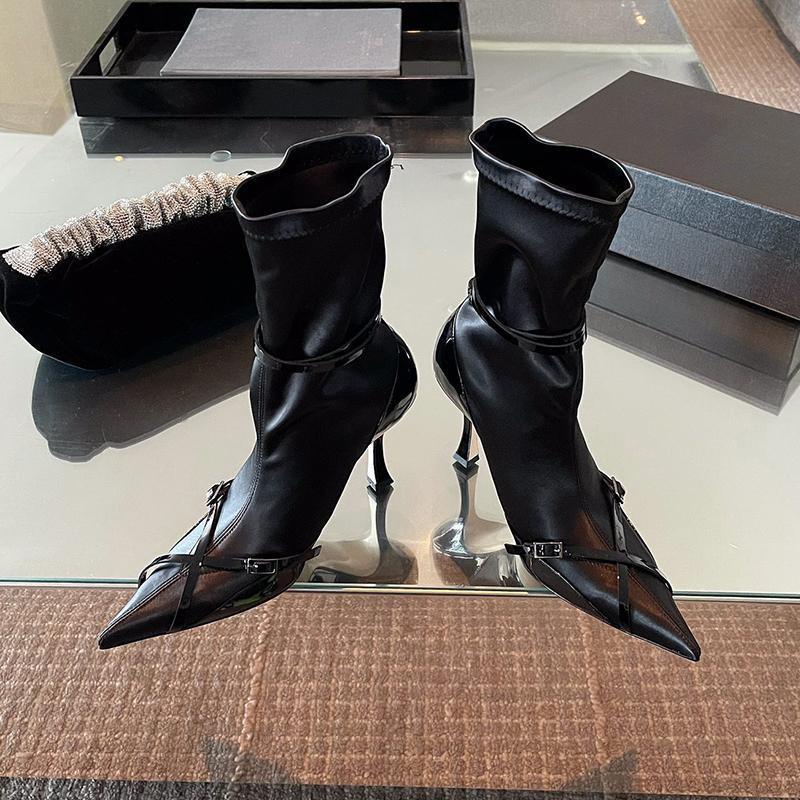 2022 New Style Classy Pointed Toe Stiletto High Heels Socks Stretch ...
