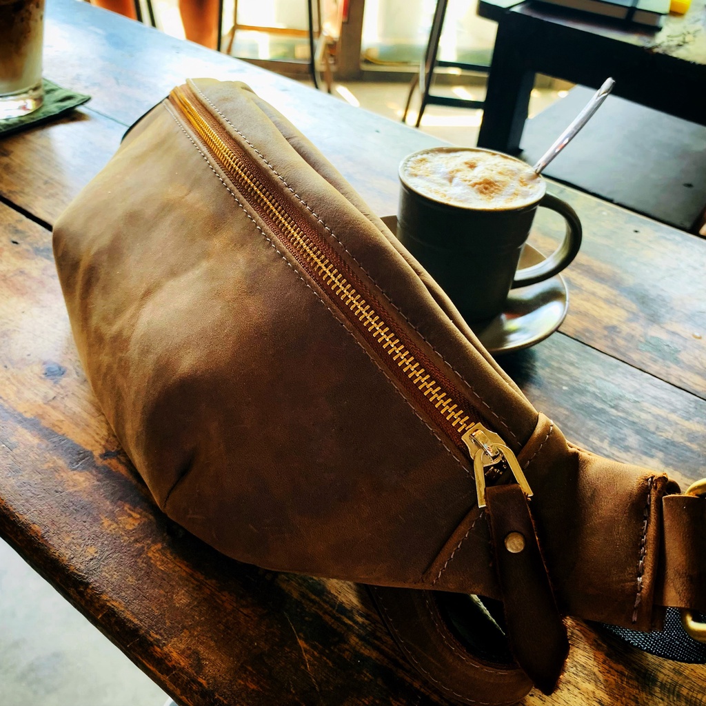 Genuine leather Long Fanny Pack | Shopee Philippines