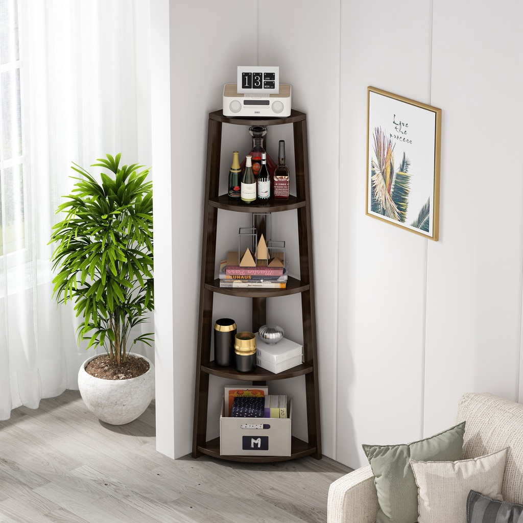 4/5/6 Layer Solid Wood Corner Rack Storage Rack Bookshelf Flower Stand ...