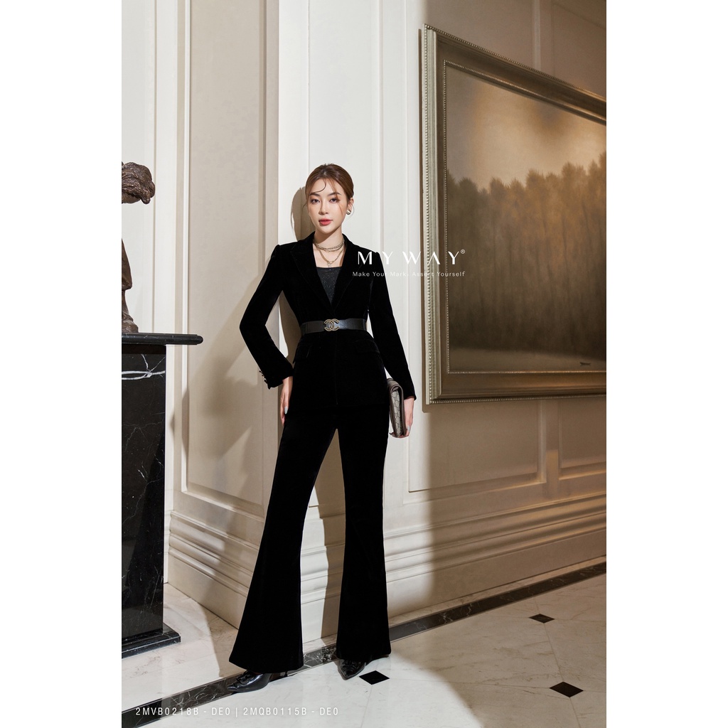 MY WAY Office Women's Velvet Vest Set Luxurious Powerful Black ...
