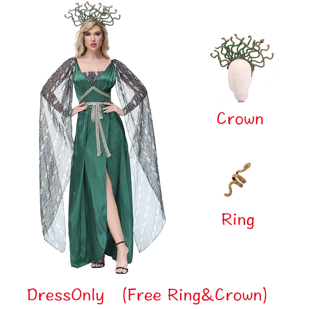 Medusa Basilisk Costume for Women Girls Sexy Gorgon Sedusa Costume Cosplay with Snake Head Band ...