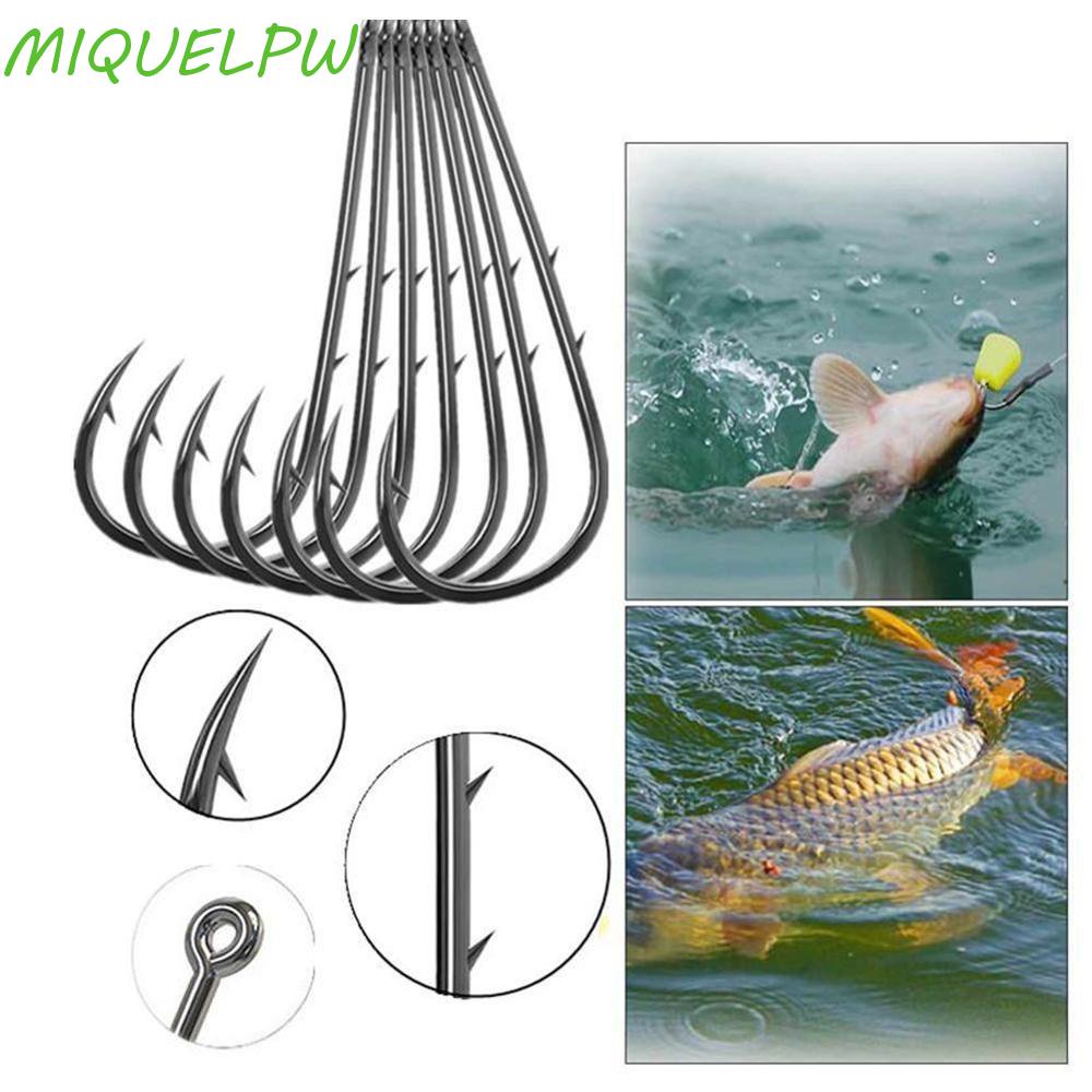 MIQUELPW 100 PCS Long Shank Fishing Hook Single Circle Hook Lure Hooks ...