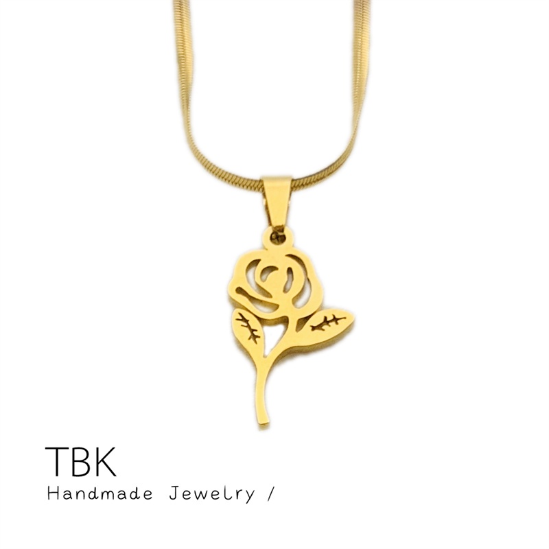 TBK 18K Golden Stainless Steel Rose of roses necklace for women 2825n ...