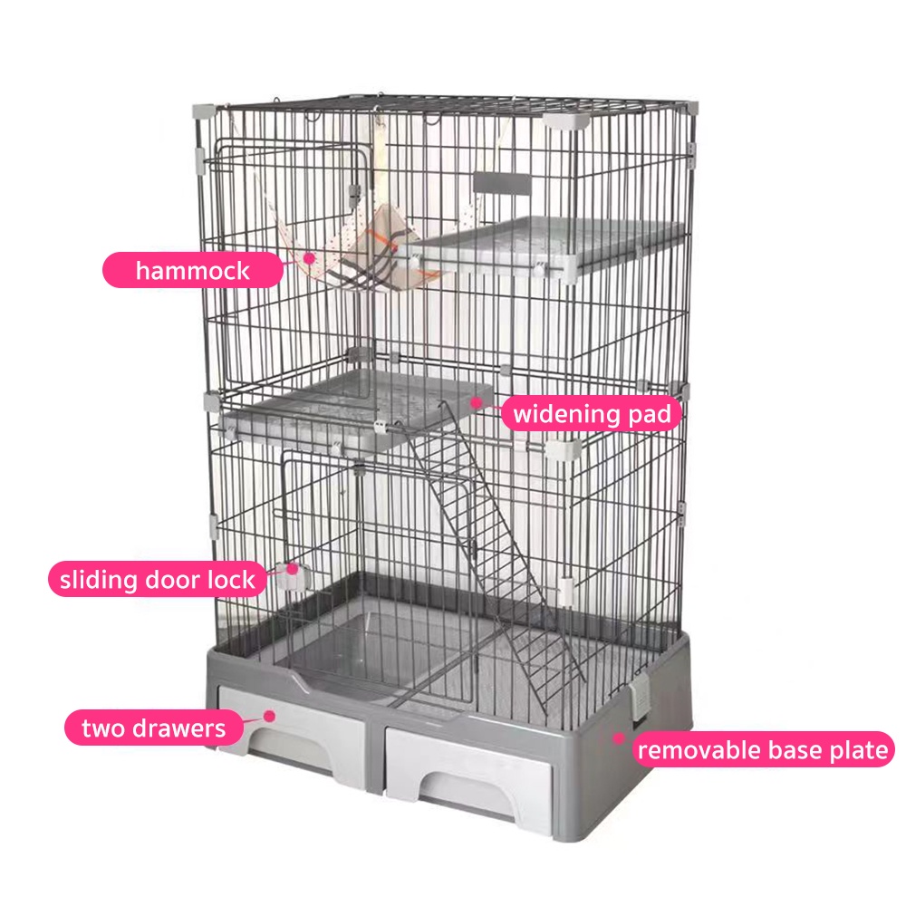 Multi-functional Cat Cage 3 Layer Stainless Steel Large Villa Cat Cage ...