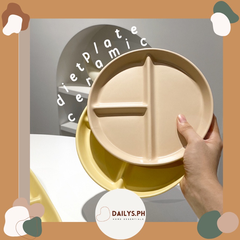 •DAILYS• Ceramic Diet Plate Food Proportion Diet Meal Plan ...