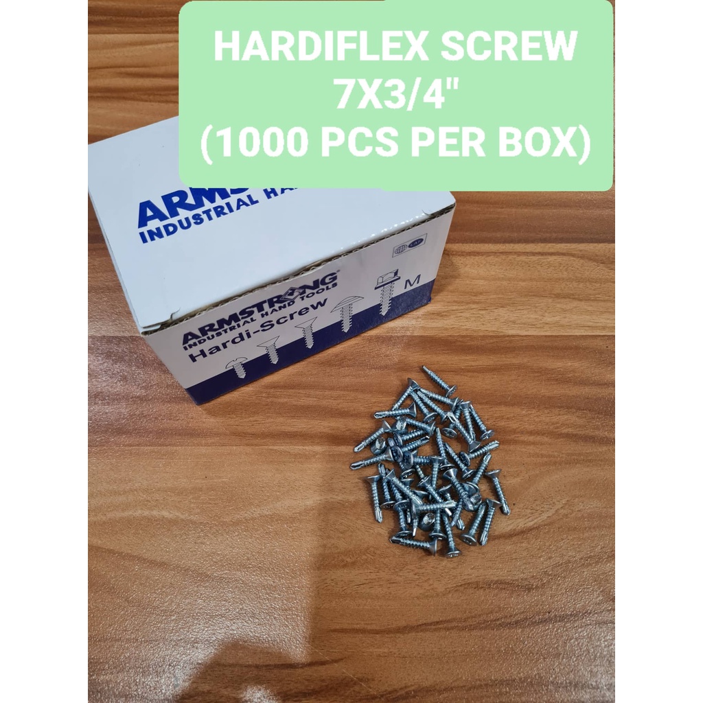 (1000pcs/box) Hardiflex Screw 7x3/4" GI silver / Hardiscrew / Ficem ...