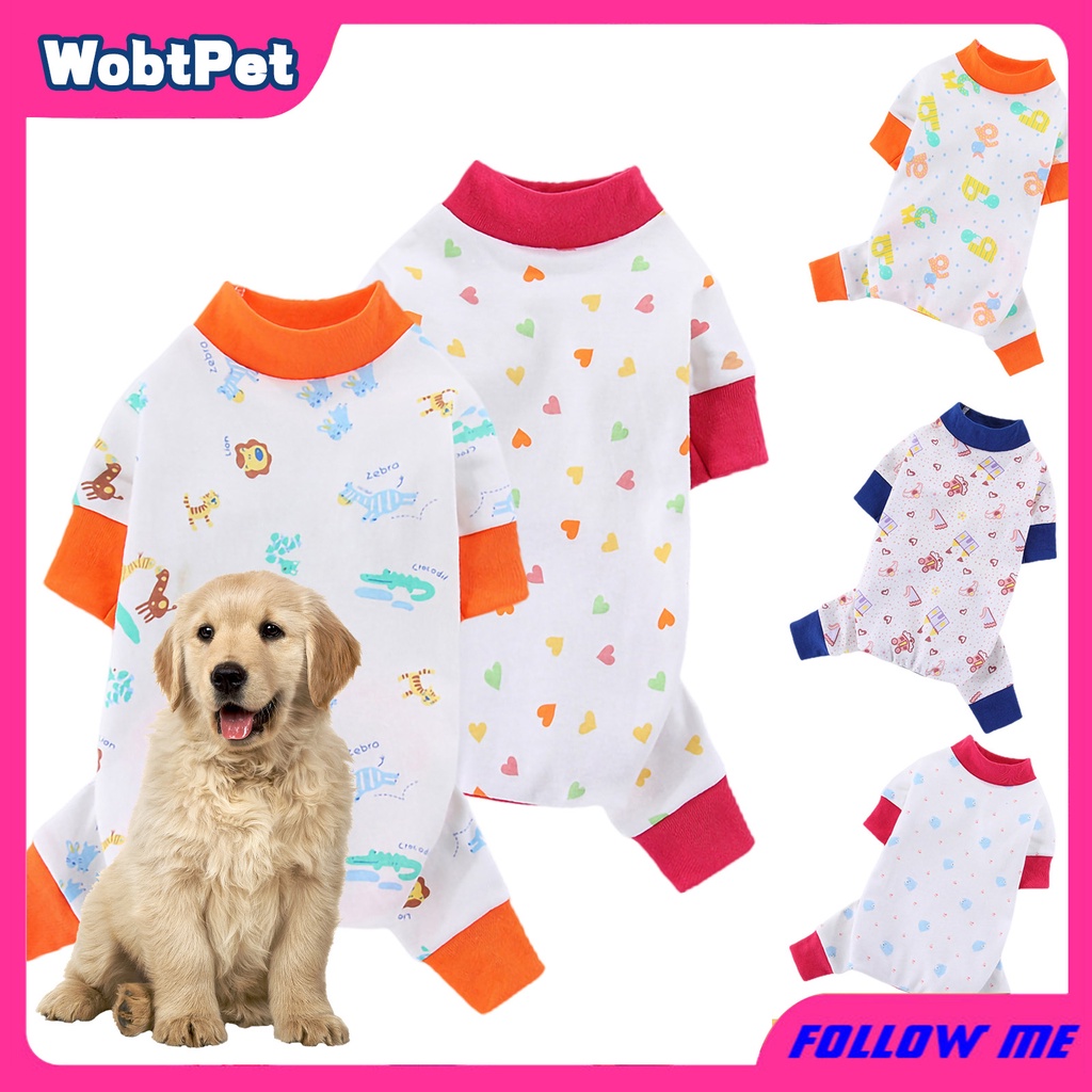 【WD】Pet Cloth Round Neck Four-Legs Cartoon Pattern Puppy Bread Clothes ...