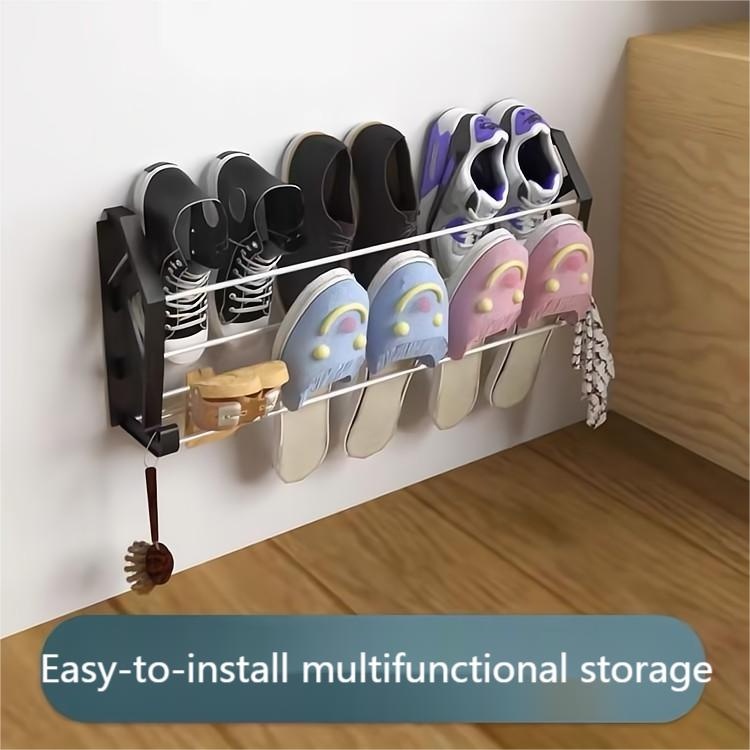 Wall Mounted Shoe Slippers Rack Organizer Kitchen Bathroom Hanging ...