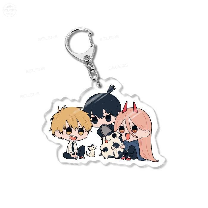 Cartoon Keychain Chainsaw Man Pochita Denji Makima Power Key chain Bag ...