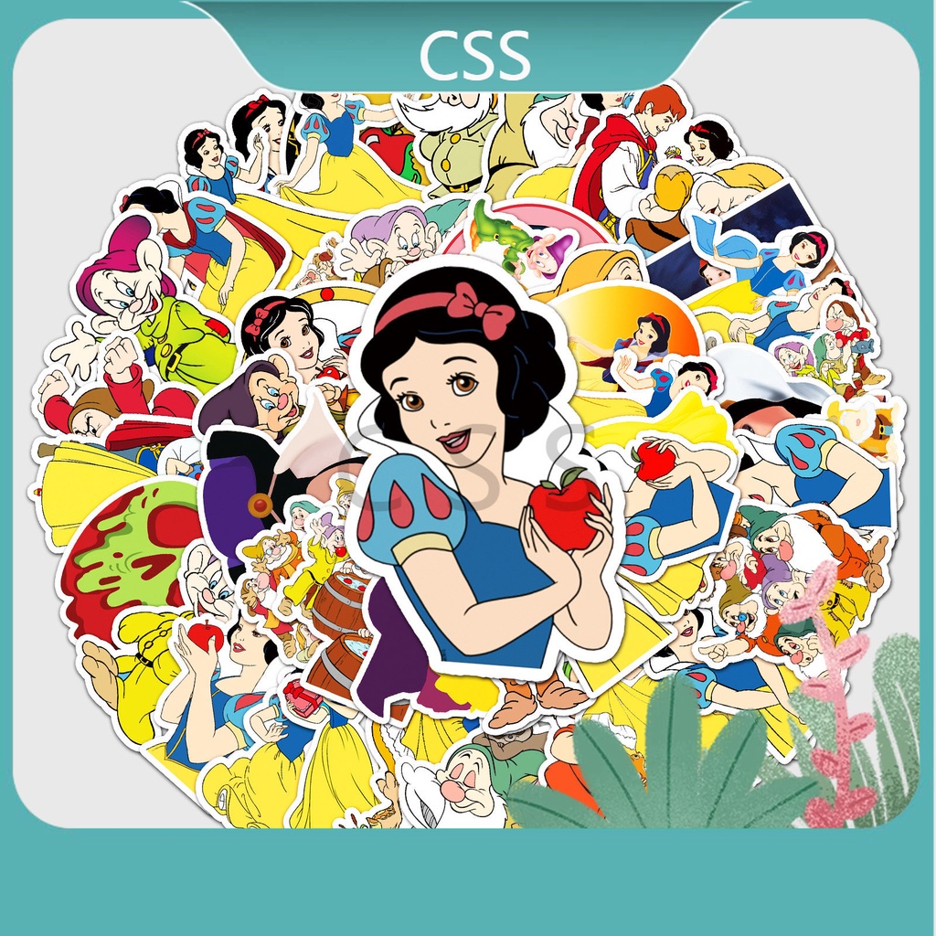 CSS.50Pcs/Set Snow White Graffiti Waterproof Sticker Fashion DIY Decals ...