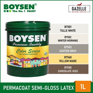 Boysen Color Series Permacoat Semi-Gloss Latex Paint Tulle White B7501 ...