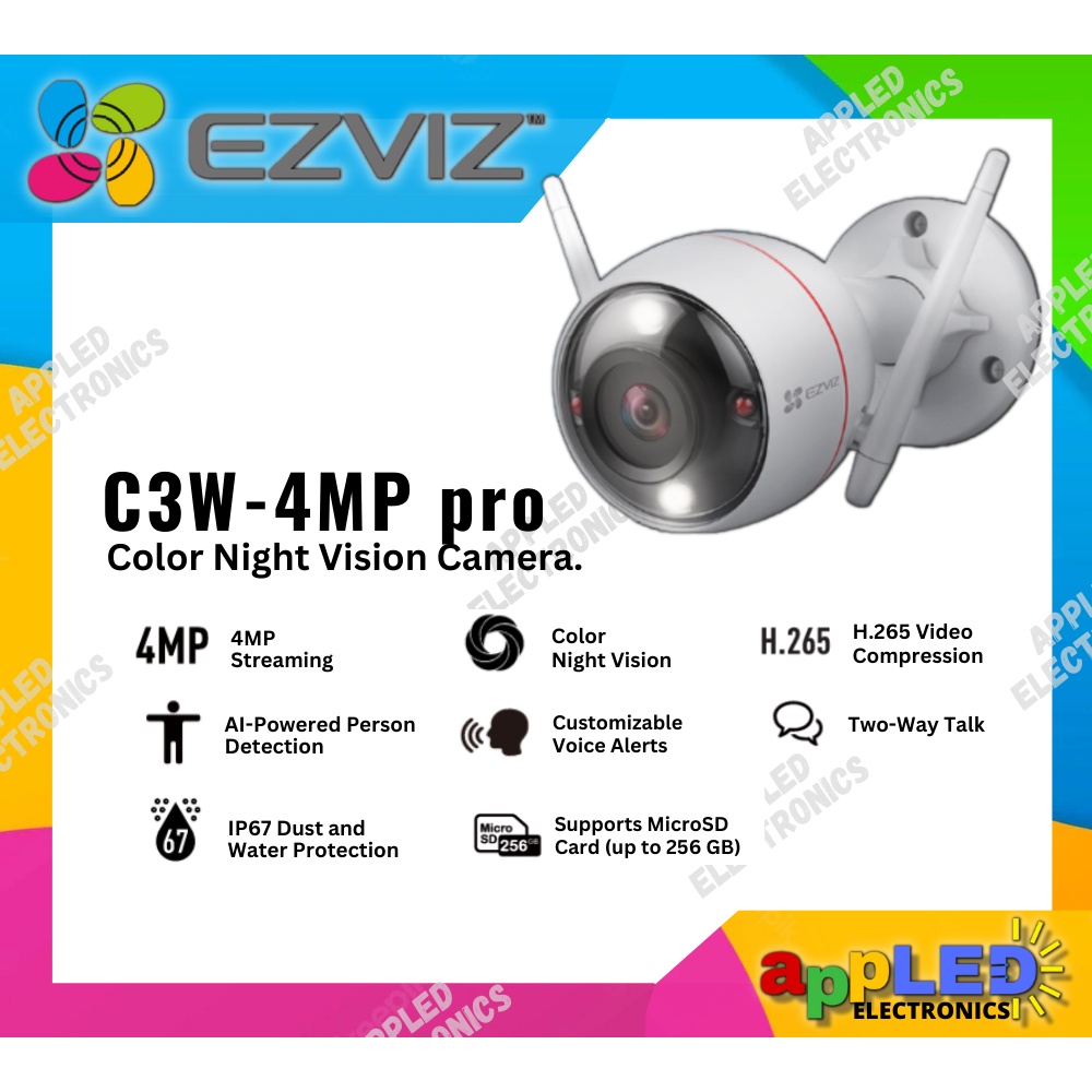 EZVIZ C3W Pro 4MP Color Wi-Fi Smart Home Camera | Shopee Philippines