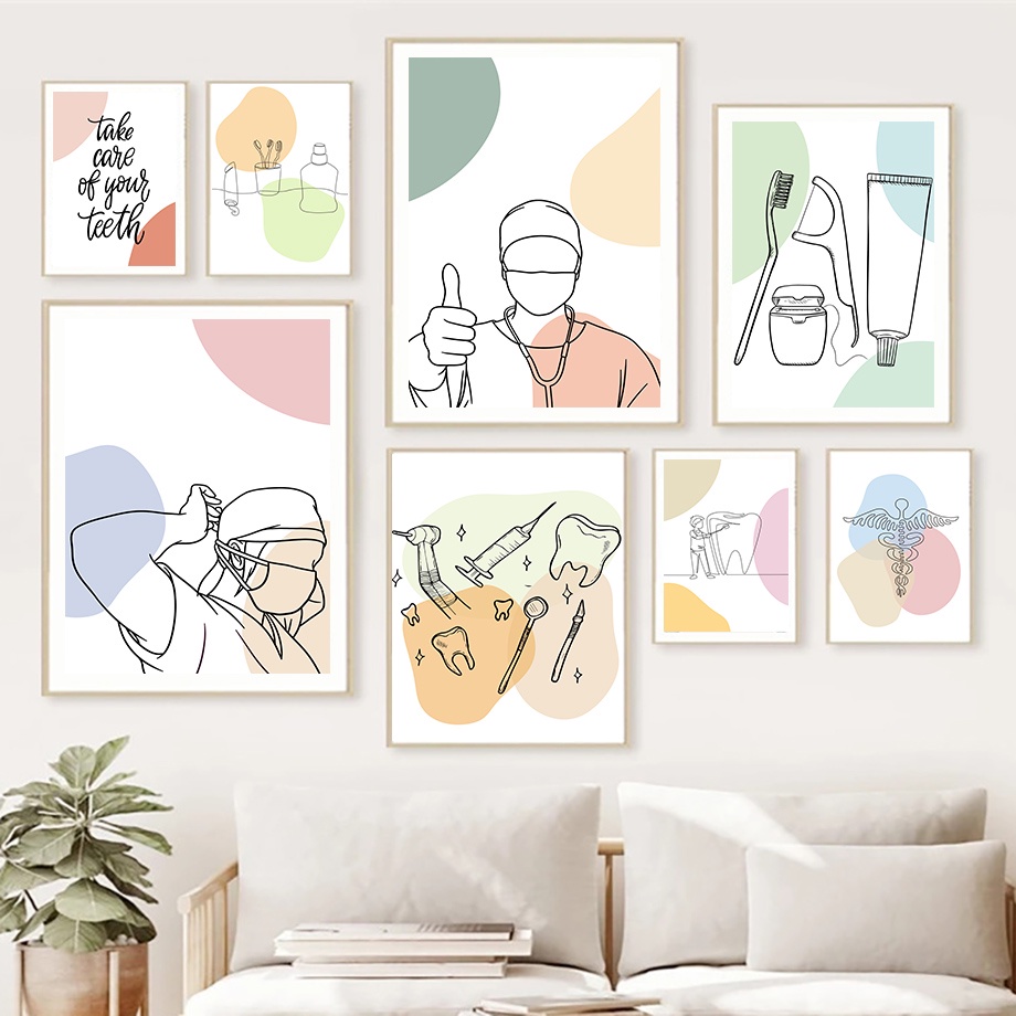 Oral Health Teeth Dentist Surgery Tools Wall Art Canvas Painting ...