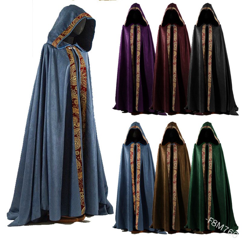 Hood Cloak Cosplay Medieval Long Cape Halloween Party Women Men Adult ...