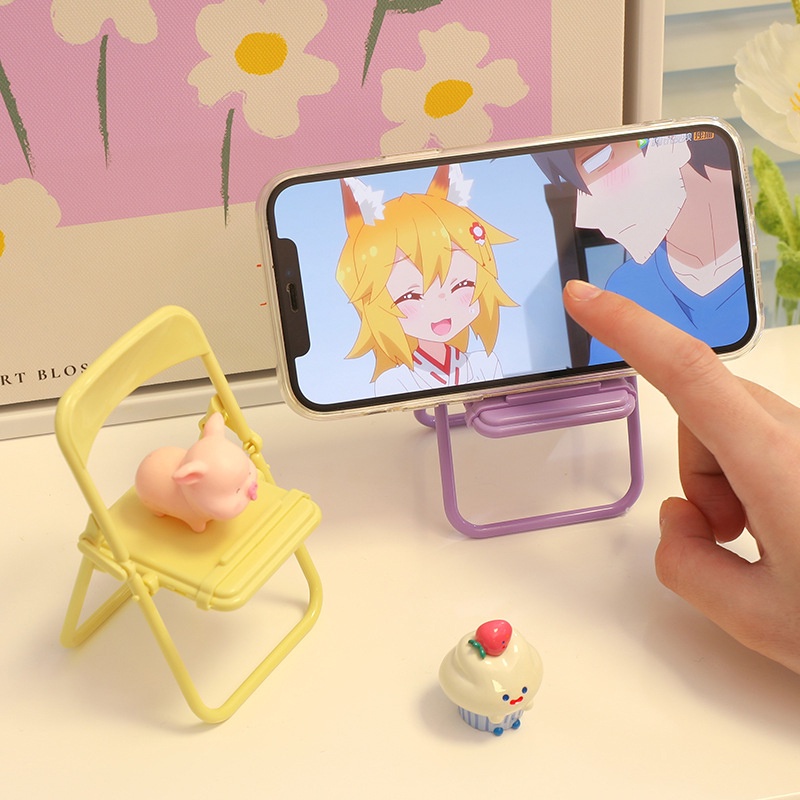 Mini Cute color aesthetic small chair Phone Stands Candy Colorful ...