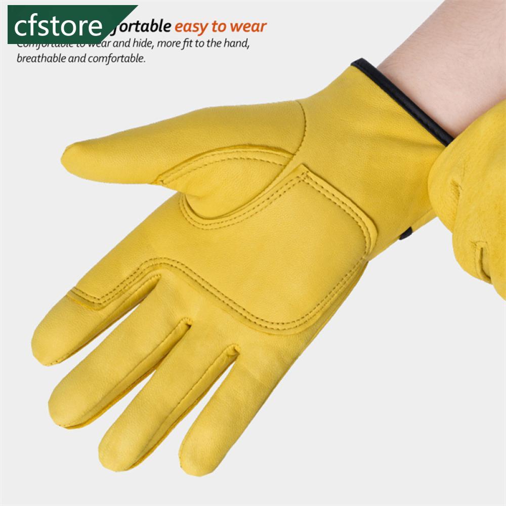 1Pair Wear-Resistant Cowhide Work Gloves Leather Workers Work Welding ...