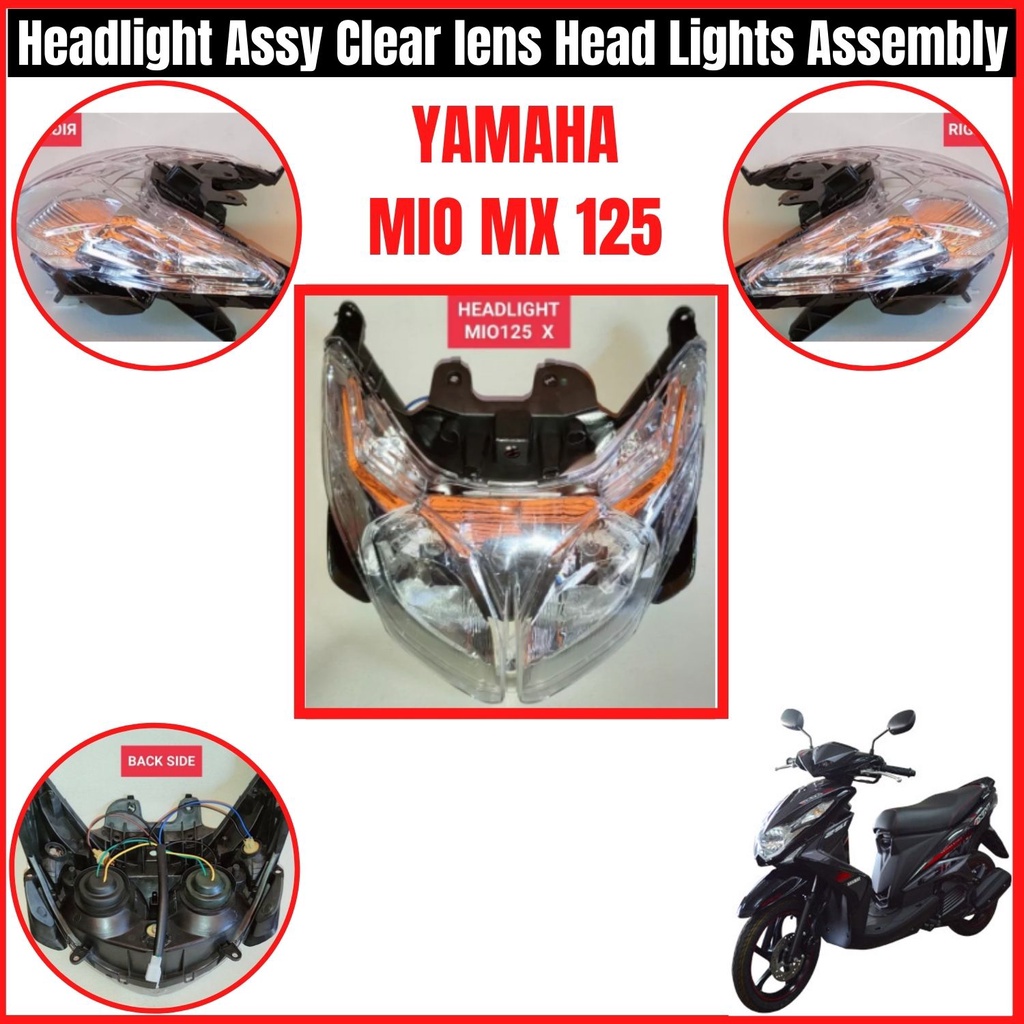 YAMAHA MIO MX 125 Headlight Assy Clear lens Head Lights Assembly ...