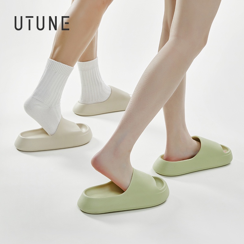 UTUNE Solid Color Eva Thick-Soled Slippers Khaki Women's Outdoor Indoor ...