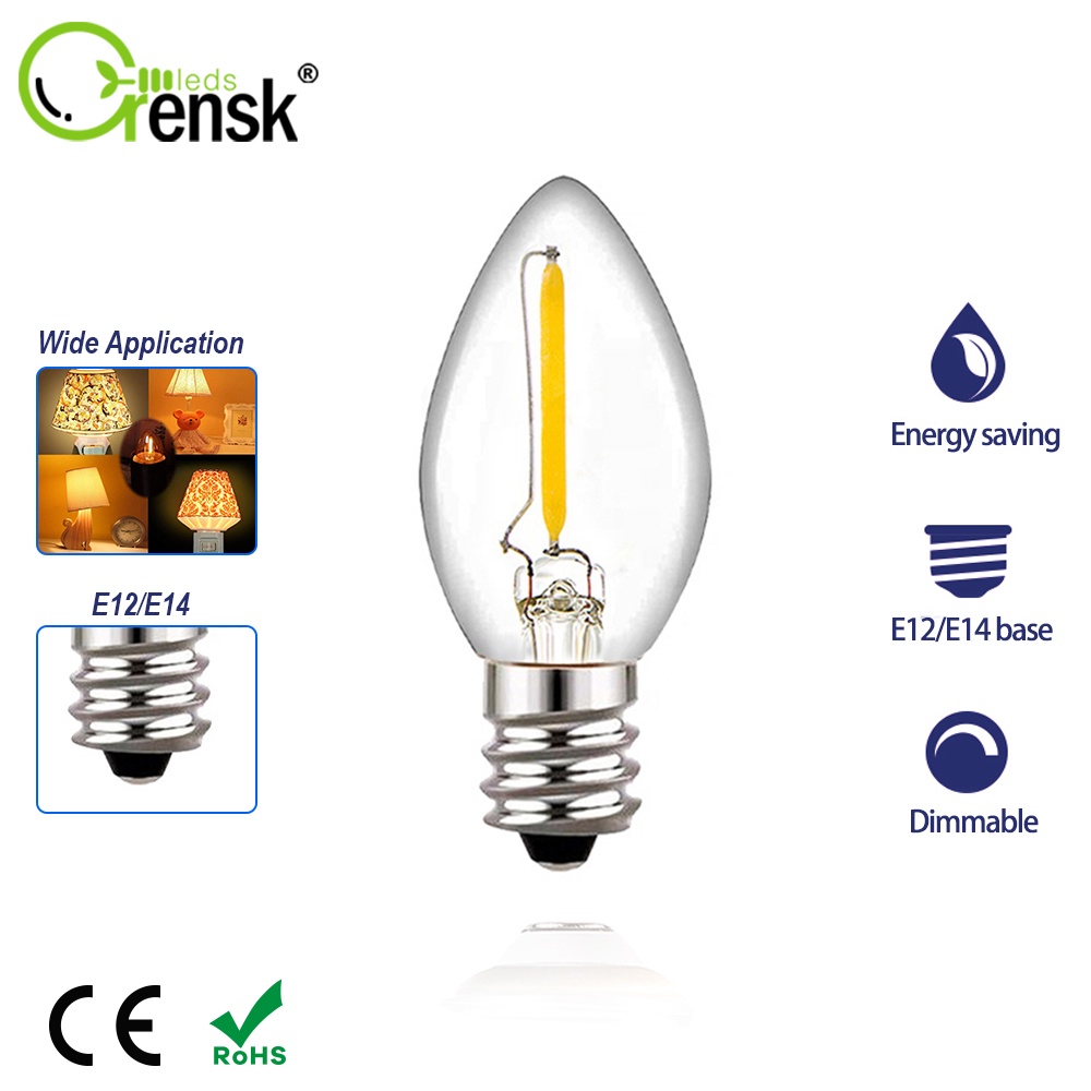 E12 E14 Retro LED Bulb Lamp 220V Light Bulb C7 Glass Candle Bulb 0.5W ...