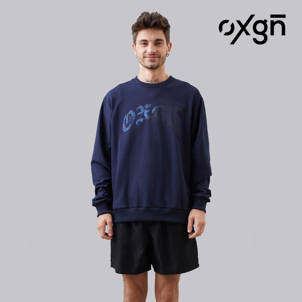 OXGN Pullover Sweater With Logo For Men (Tan/Navy Blue) | Shopee ...