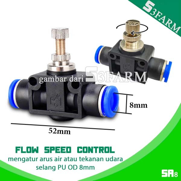 Sa8 FLOW SPEED CONTROL PNEUMATIC WATER PRESSURE CONTROL PU HOSE 8MM X ...