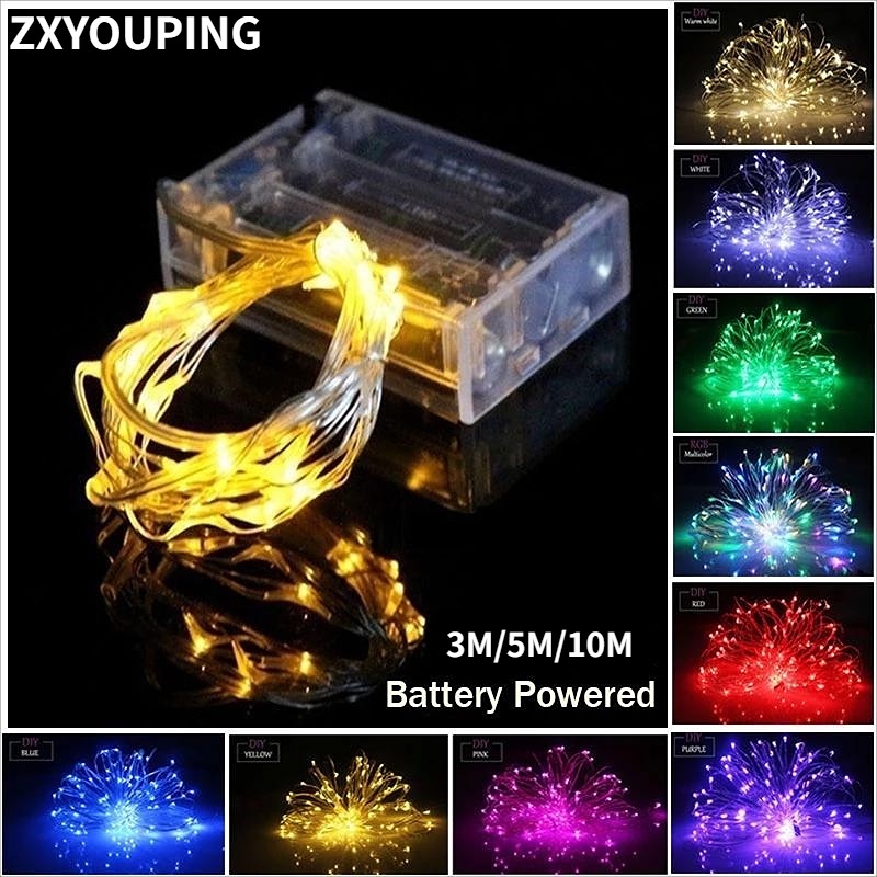 1M/2M/3M/5M/10M LED Battery Operated Led String Lights Copper Wire ...