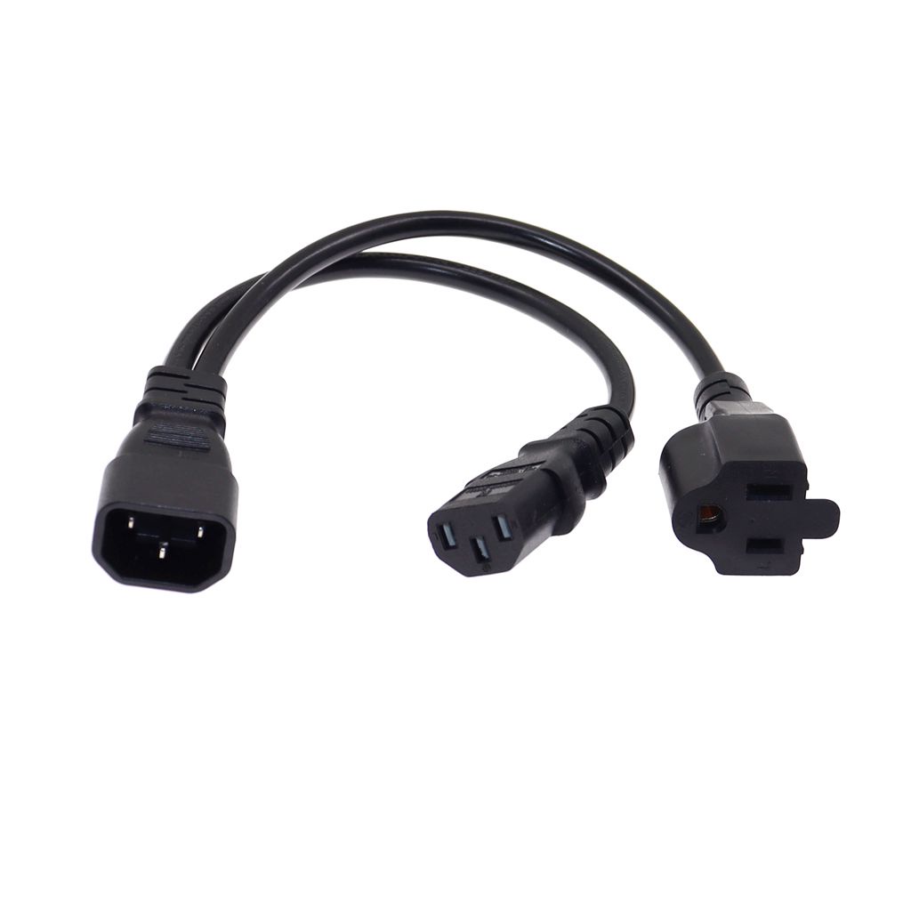 IEC 320 C14 to US Nema 5-15R + C13 Power Y Type Splitter Adapter Cable ...