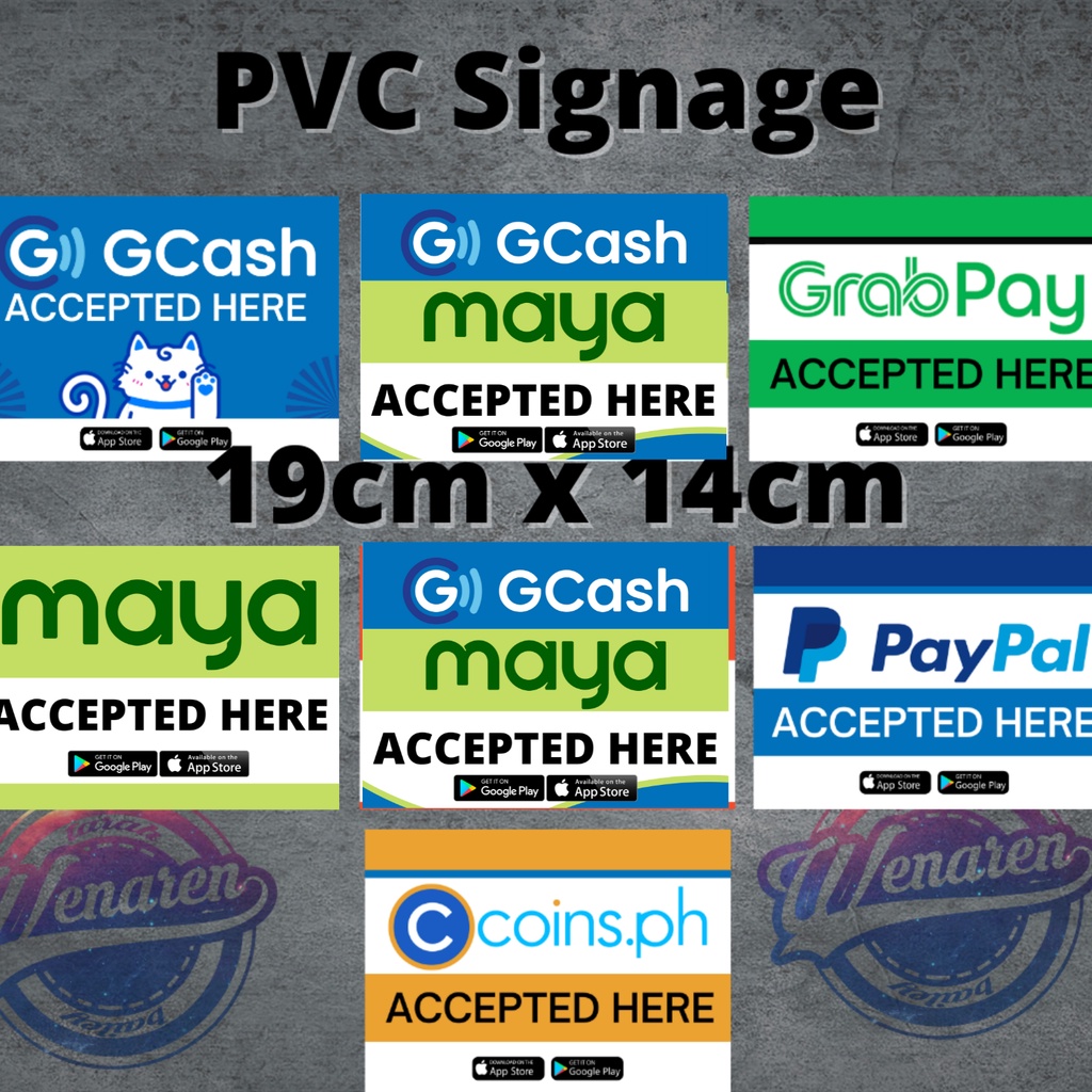Gcash Maya Online Payment PVC Waterproof Signage For Business Wall Door ...