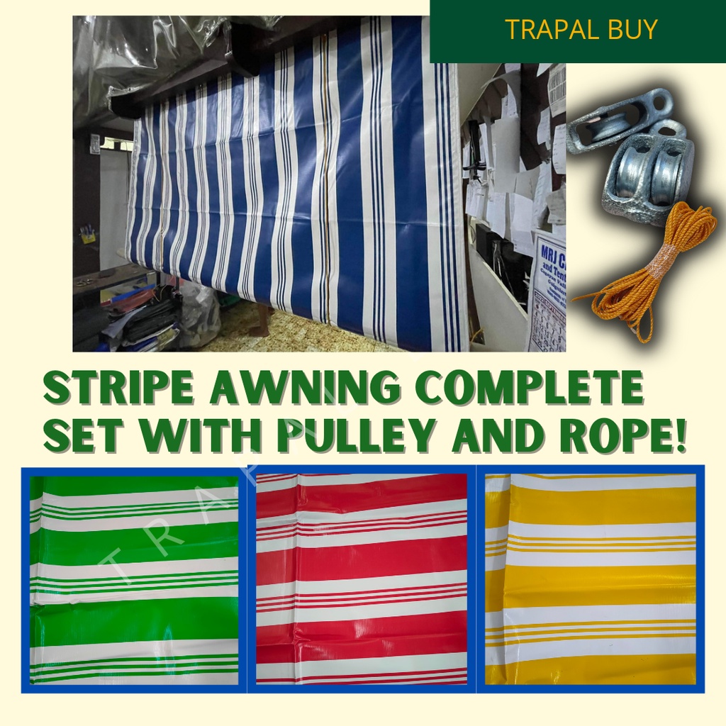 ⭐MAYAMA STRIPES COMPLETE SET WITH PULLEY AND ROPE⭐ AWNING TRAPAL LONA ...