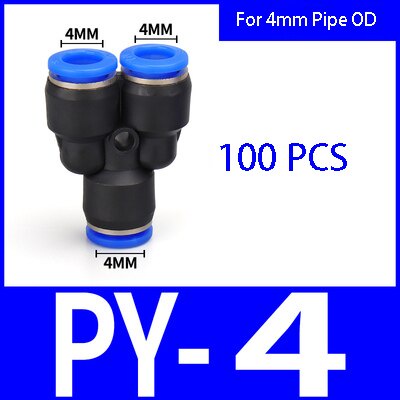 100pcs 50pcs /pack lots PY Pneumatic Fittings Air Fitting Y Type 3-way ...