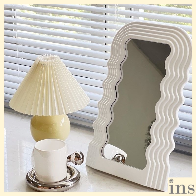 Ins Creative Irregular Wavy Cosmetic Table Makeup Mirror Living Room ...