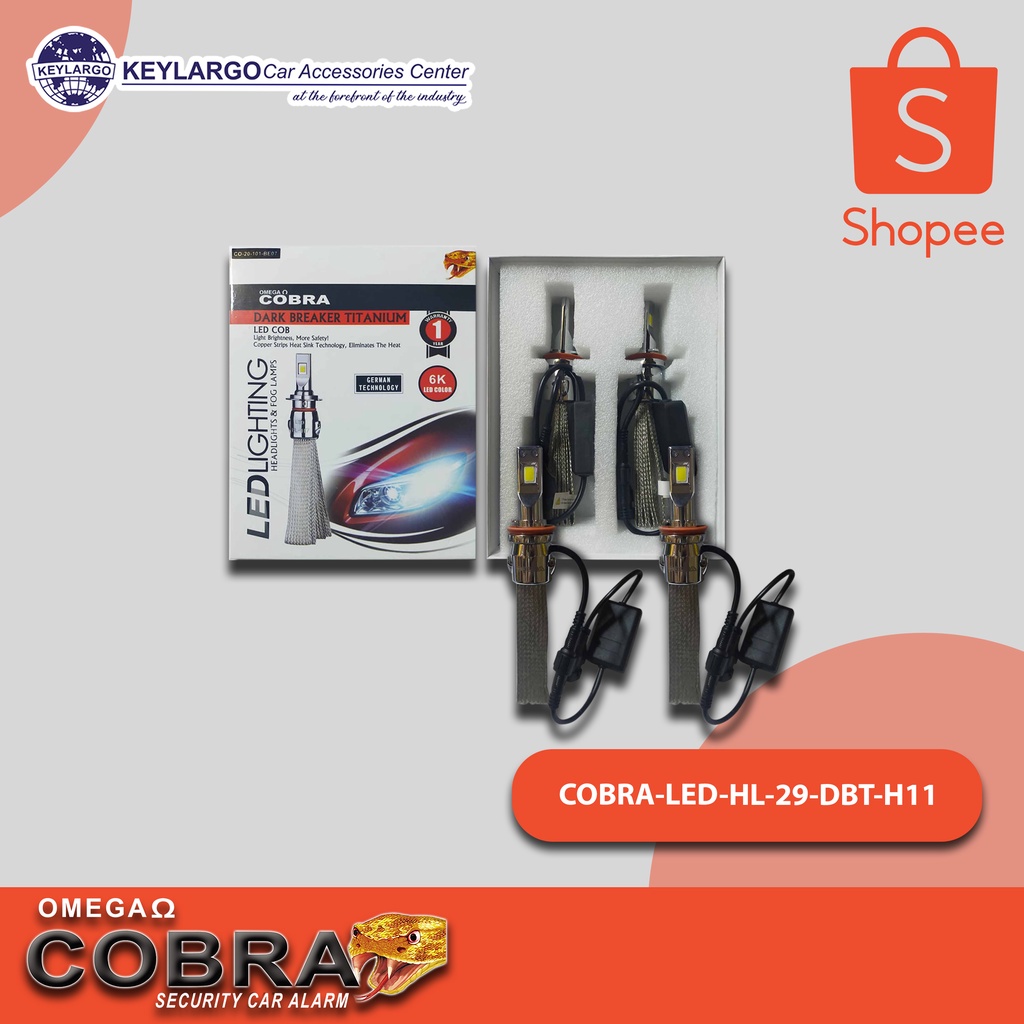 COBRA LED HEADLIGHT 5400 LUMEN DARK BREAKER (COPPER STRIP HEAT SINK ...