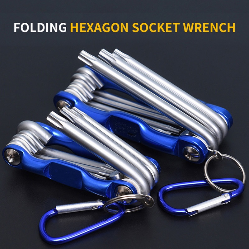 8-in-1 Hex Key Wrench Hex Allen Key Set Portable Foldable Allen Wrench ...