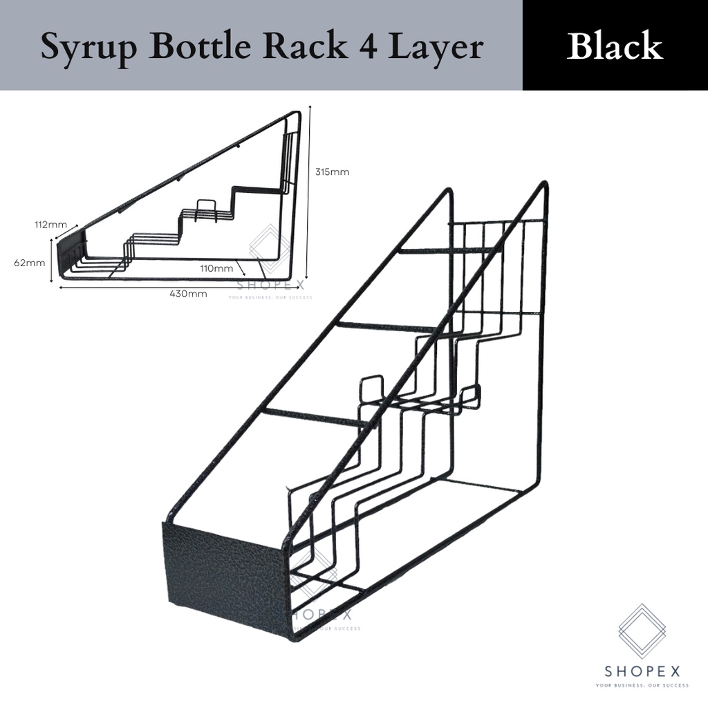 Syrup Bottle Rack 4Layer Black/Copper /Coffee Syrup Rack/Wine Rack ...